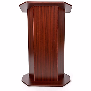 Displays2go Affordable Wooden Podium – Mahogany (OLILCTOPBSM)