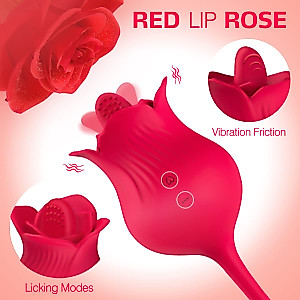 Rose Toy Vibrator for Woman,Clitoral Tongue Vibrator Sex Toys with 10 Speed Modes,G-spot Dildo Rose Nipple Massager Licking Stimulator for Women