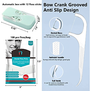 2 PCS Portable Floss Dispenser, Dental Floss Picks Dispenser Case Refillable with 108 Pcs Toothpicks Sticks Dental Floss Picks Holder Dispenser Travel Floss Organize (Black)