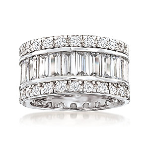 Ross-Simons 8.75 ct. t.w. Baguette and Round CZ Eternity Band in Sterling Silver. Size 10
