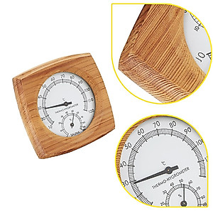 Lwuey Indoor Thermometer Hygrometer, Sauna Wood Thermometers 2 in 1 Wooden Sauna Hygrothermograph Temperature Humidity Monitor Wall Patio Digital Steam Room Hot Tubs Supplies Equipment Accessories