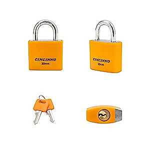 CINCINNO Set of 8 Small Locks，Covered Aluminum Keyed Alike Padlocks，30MM Weatherproof Lock with Same Key,Outdoor Padlock for Sheds, Storage Unit ，School Gym Locker, Toolbox