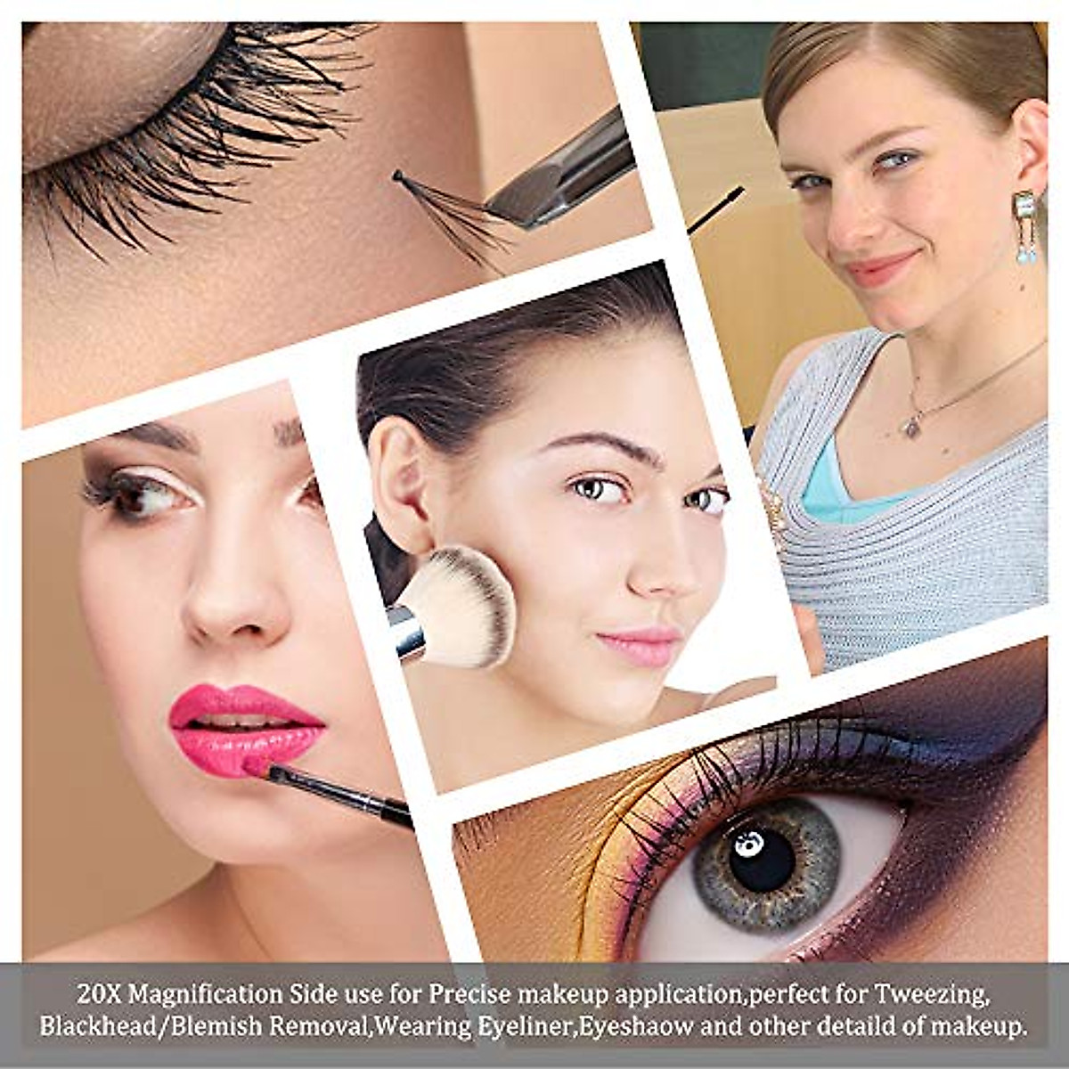 5 Inch Magnifying Mirror 20X with Blackhead Tweezer Kit, Handheld Mirror with Handle, Portable Magnified Mirror with Eyebrow Plucking Tweezers, Foldable, Double sided, Transparent