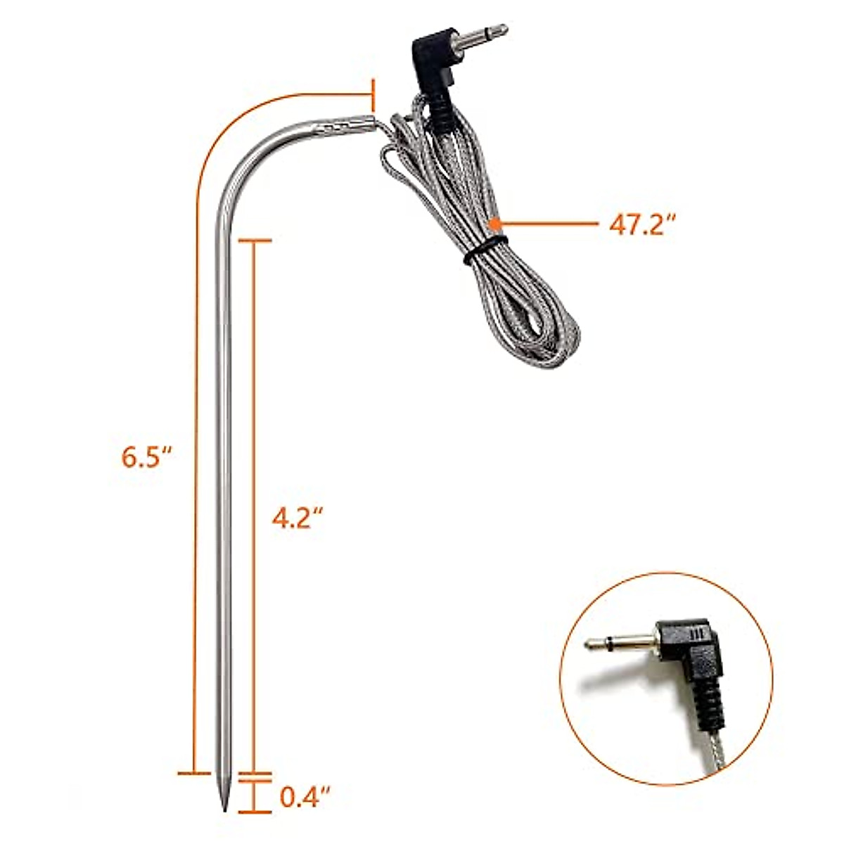 2-Pack Temperature Meat Probe Replacement for All Louisiana Pellet Grills and Smoker Grills, 3.5mm Plug Waterproof BBQ Thermometer Probe Comes with Probe Clip Holder