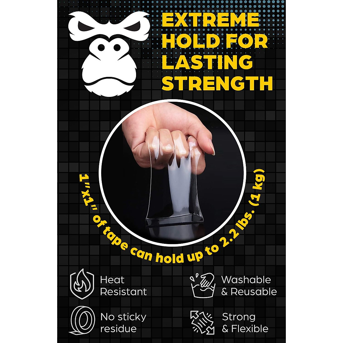 The Good Stuff Nano Double Sided Tape [1" x 10ft] - Reusable Double Sidestick Tape Heavy Duty, Strong Tape Heavy Duty for Mounting to Tiles, Wood, and Glass Walls, Rug and Carpet Tape