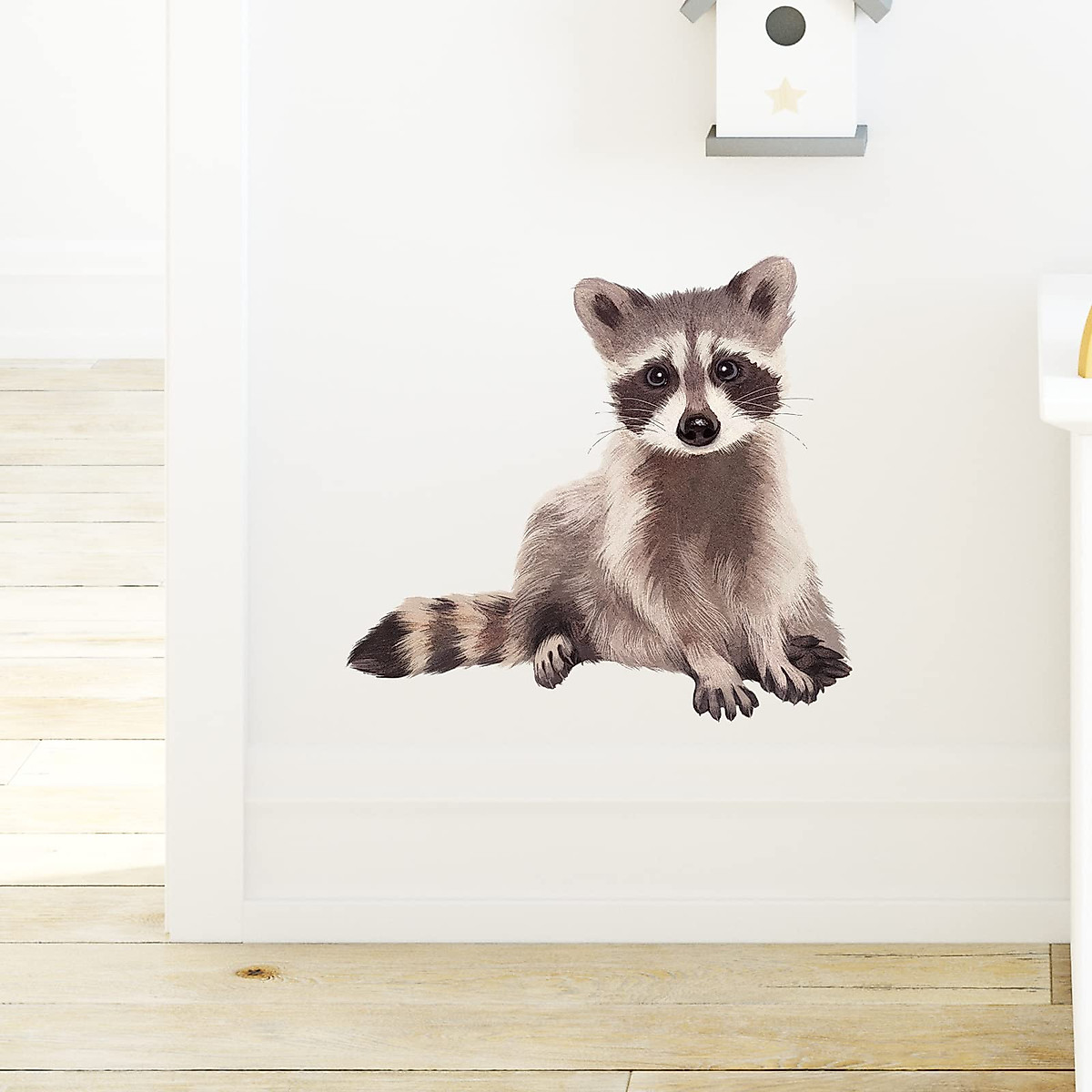 RoyoLam Lovely Raccoon Wall Decal Nursery Animal Wall Sticker Removable Peel and Stick Waterproof Wall Art Decor Stickers for Kids Baby Classroom Living Room Playing Room Bedroom