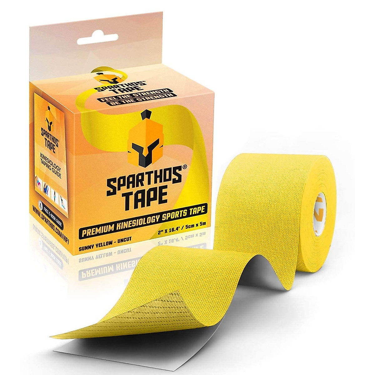 Sparthos Kinesiology Tape [Sunny Yellow - 16.4ft Uncut Roll] x Ice Packs for Injuries [Size Medium + Cover]