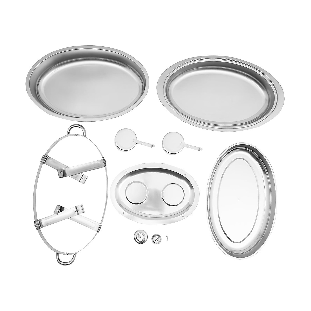 Shikiy 8.45QT Chafing Dish Food Warmer Pan, Stainless Steel Oval Chafers for Catering, Buffet Servers Food Heating Trays Buffet for Dinners, Catering, (Silver)