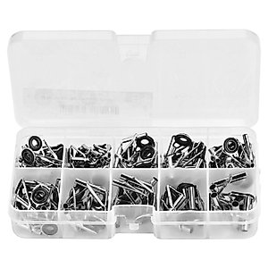 EVTSCAN 80Pcs Fishing Rod Guides Ring Tips Set Stainless Steel Ceramic Top Ring Lure Tool Kit in 10 Sizes Replacement Accessory
