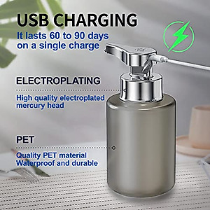 SYMINI Automatic Soap Dispenser, 11 oz Foam Hand Soap Dispenser, Rechargeable Touchless Foam Soap Dispenser for Bathroom Kitchen Office (Grey)