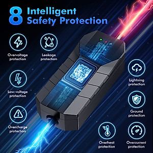 WonVon 32 Amp Level 2 EV Charger,23 Ft Portable Charger with NEMA 14-50P 240V J1772 Charging Cable, Adjustable&Smart Timing Charging in EV Charging Station.