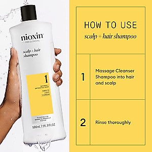 Nioxin Scalp + Hair Thickening System 1 Shampoo, For Natural Hair with Light Thinning, 16.9 fl oz (Packaging May Vary)