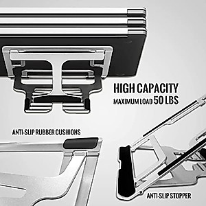 Laptop Stand,Portable Laptop Stand for Desk, Adjustable Folding Aluminum Computer Stand Desktop Riser,Multi-Angle Ergonomic MacBook Holder,Upgraded Design Makes Laptop Holder More Stability