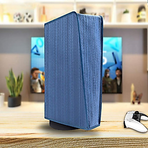 MASiKEN Universal Cover for PS5 Console, Dust Cover Place Upright, Soft Neat Lining Dust Protector for Playstation 5 Digital and Disc Version, Precision Cut Easy Access Cable Port (Blue)