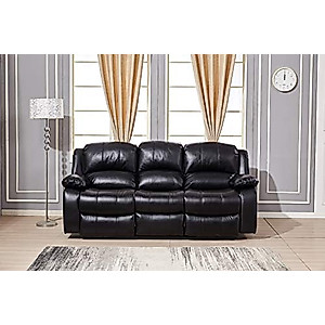 Betsy Furniture Power Reclining Bonded Leather Living Room Set (Black, Sofa)