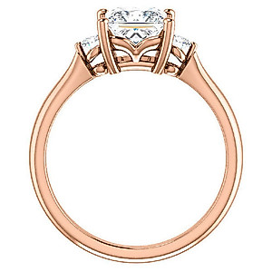 Moissanite Handmade Engagement Ring 3 CT Asscher Cut Moissanite Solitaire Wedding Ring for Women VVS Colorless Promise Gifts (925 Silver (Rose Gold Plated))