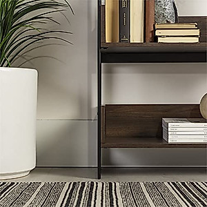 Walker Edison Addison Urban Industrial Metal and Wood 5-Shelf Bookcase, 64 Inch, Dark Walnut