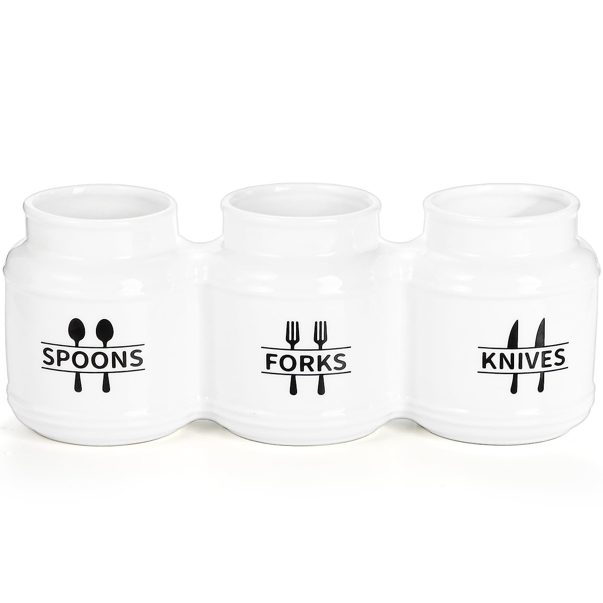 Fasmov Silverware Caddy, Ceramic Flatware Caddy Utensil Countertop Organizer, Silverware Organizer Utensil Holder Flatware Caddy Cutlery Storage Organizer for Kitchen Table, Cabinet or Pantry