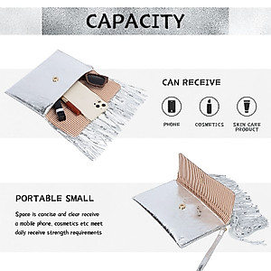 KUANG! Women Sparkling Glitter Evening Clutch Handbag Clutch Bag Sequin Tassels Purse Handbags for Party