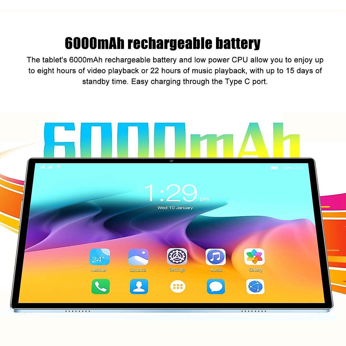 10.1 Inch Tablet with 8G RAM 256G ROM Octa Core Processor 6000mAh Battery, 8 Plus 20Mp Dual Camera and Dual Speakers, BT5.0 Support, WiFi and GPS, Mobile Calling(USA)