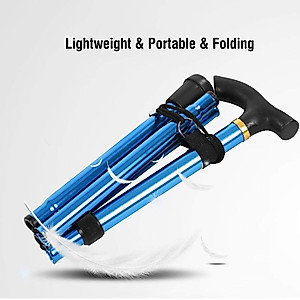 Dilwe Walking Stick, Telescopic Anti-Skid Trekking Pole Collapsible Hiking Poles Folding Walking Cane for Outdoor Camping Hiking Mountain Camping Mountain Climbing Tools(Blue£©