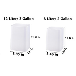 JEIMALEN Square Trash Can with Swing Lid 12 Liter/ 3 Gallon Plastic Garbage Can for Kitchen, Bedroom, Home Office, Craft Room, Dorm Room, Powder Room,Toilet Trash Bin (White, 3 Gallon)