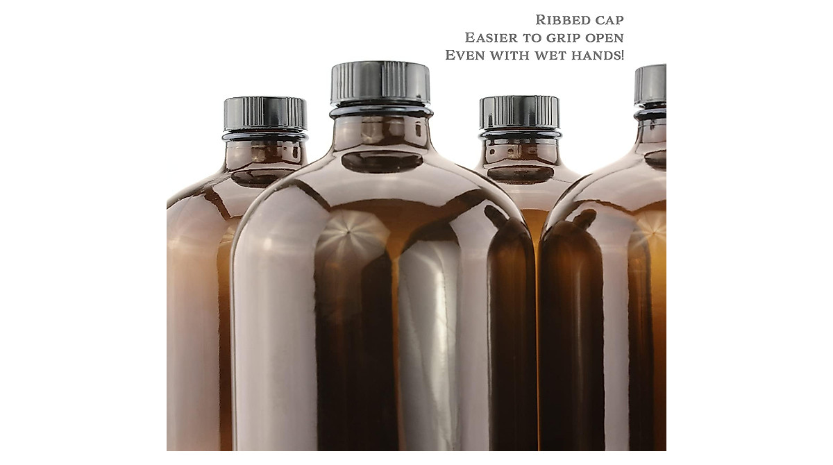 32oz Amber Kombucha Growler Bottles - 4-Pack for Brewing