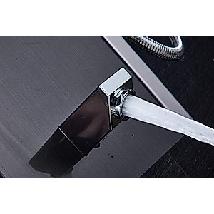 ELLO&ALLO LED Shower Panel Tower System,Rainfall Waterfall Shower Faucet Fixtures Bathroom Rain Massage System with Body Jets Brushed Nickel and Black