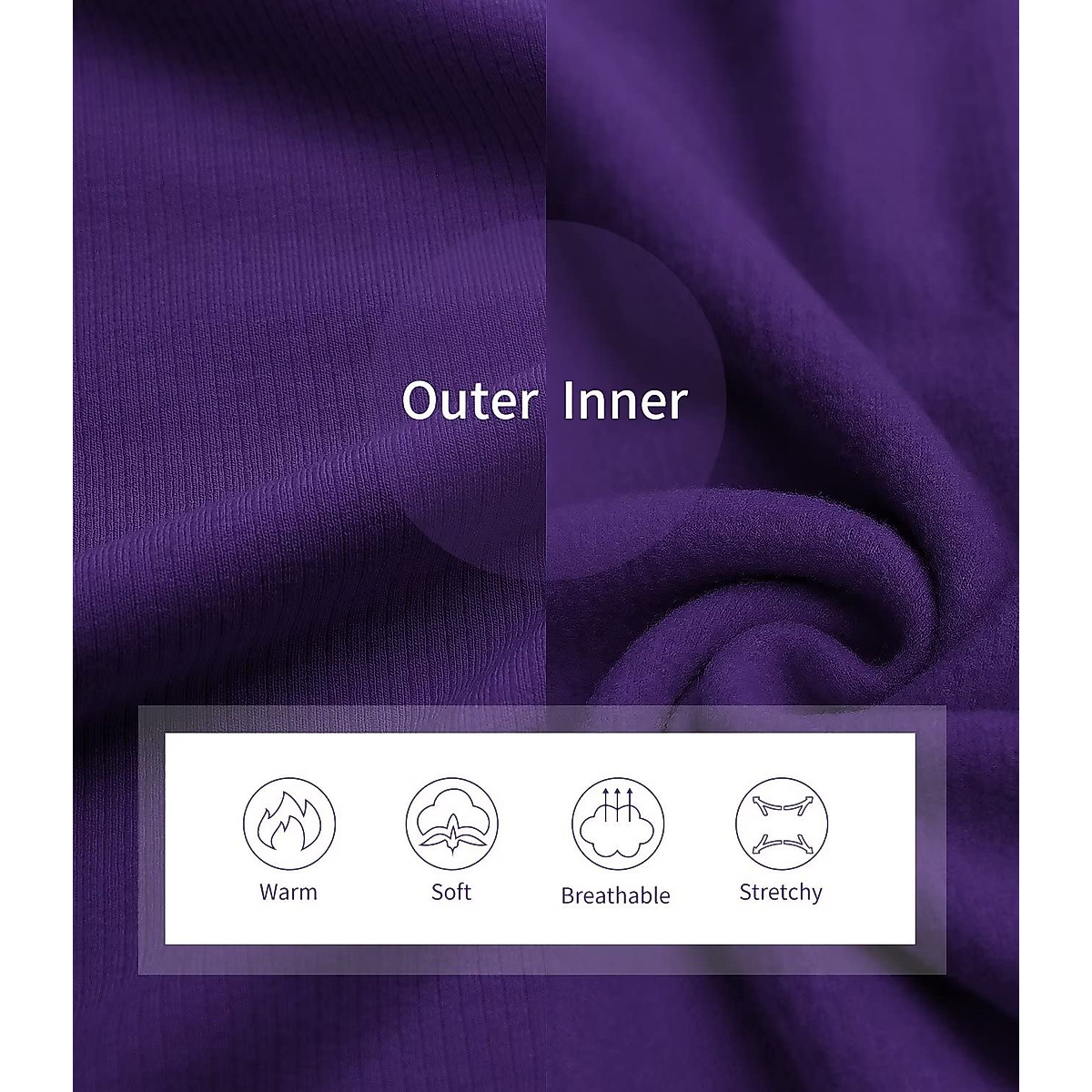 Zengjo Thermal Base Layer Women Mock Neck Long Sleeve(Purple,XL)