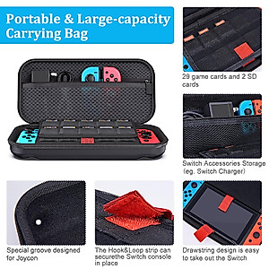 Switch Accessories Bundle, innoAura 20 in 1 Switch Accessories Kit Include Wrist Straps, Switch Carry Case, J-con Charging Dock, J-con Grips & Racing Wheels