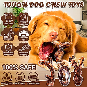 OSORD 4 Pack Dog Chew Toys for Aggressive Chewers - Tough Indestructible Dog Toys with Bacon Flavor- Durable Nylon Dog Bones Toy for Large Medium Breed - Dog Gifts
