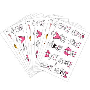Temporary Tattoos for Girls Kids Women(180pcs), Konsait Cute Kitty Cat Tattoos Waterproof Body Art Sticker Great Birthday Party Favors Kids Party Accessories Goodie Bag Stuffers Party Fillers Gift