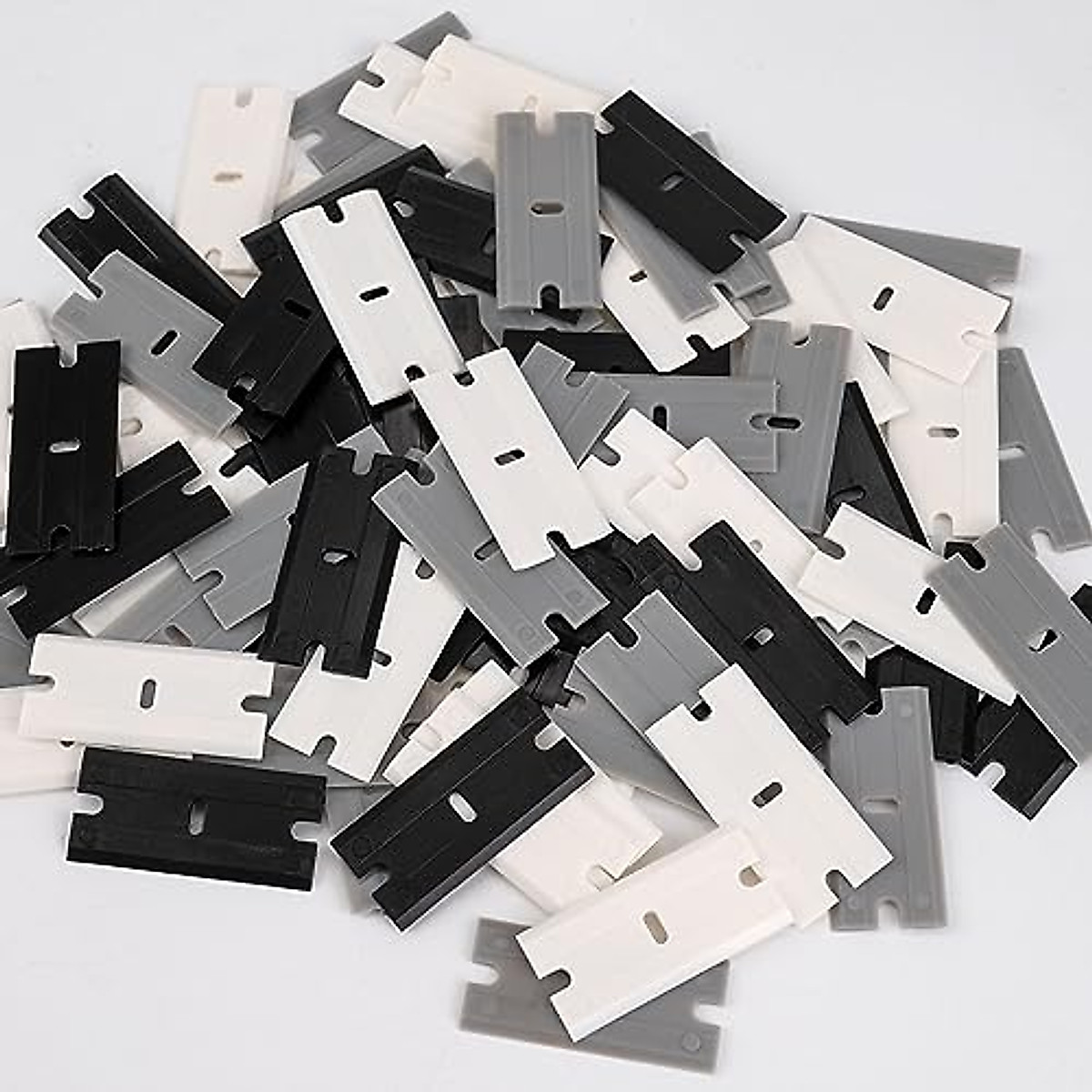 NEWISHTOOL Plastic Blades, 300 PCS Plastic Scraper Blades Refill, 1.5-In Double Edges Plastic Razor Blade for Plastic Scraper and Safety Scraper