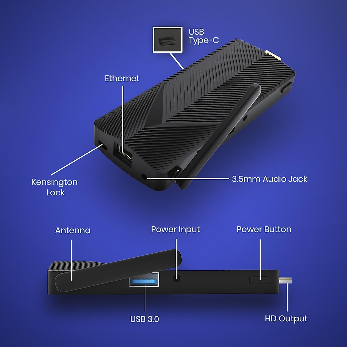 AZULLE Access4 Pro Mini PC Stick with Windows 11 Pro, 4GB/64GB – Business & Home, Video Powerful Portable Computer with Ethernet Port – Gemini Lake J4125 Processor