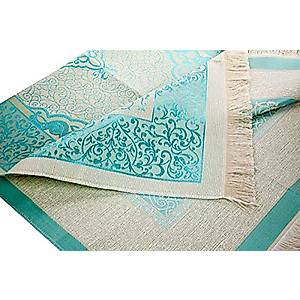 BAYKUL Muslim Prayer Rug-Islamic Turkish Velvet Rugs-Great Ramadan Gifts-Janamaz Prayer Mat for Women Men-Portable Carpet Muslims Mats-Praying Rugs Islam-Sajadah-Gift Praying Beads 99 (Blue)