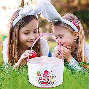 6PCS Small Easter Baskets Stuffers for Kids with Handle - Egg Hunt Canvas Buckets Basket Gift Party Supplies Boys Girls 7x10Inches