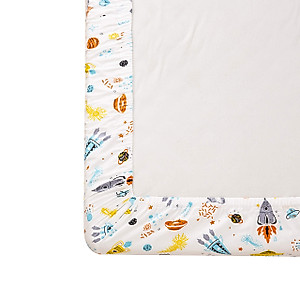 Brandream Baby Boys Crib Sheet Sets Outer Space, Rocket & Planet Fitted Crib Sheets,2 Pack Navy/White Baby Infant Newborn Crib Mattress Sheet 100% Cotton,Galaxy Theme