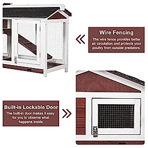 Wood Rabbit Hutch Guinea Pig Coop Rabbit House for Small Animals with Ramp Removable Tray Run Area Outdoor Indoor