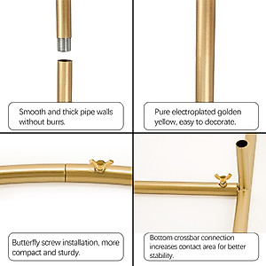 Fullvaseer Gold Wedding Arch Stand Metal Wedding Arch Backdrop Stand for Birthday Party Wedding Ceremony Bridal Decoration(5Ft,6Ft)