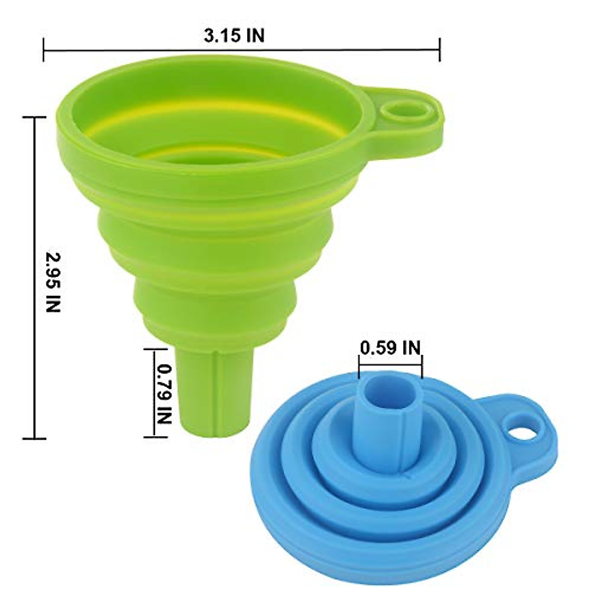 Funnels for Filling Bottles, Kitchen Funnel, Funnels for Kitchen Use, Food Grade Silicone Collapsible Funnel, Small Funnels for Filling Water Bottle Liquid Powder Transfer (4 Pack)