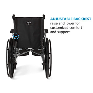 Medline Lightweight Wheelchair for Adults With Swing-Back, Desk-Length Arms, Elevating Leg Rests; 18W" x 16"D Seat