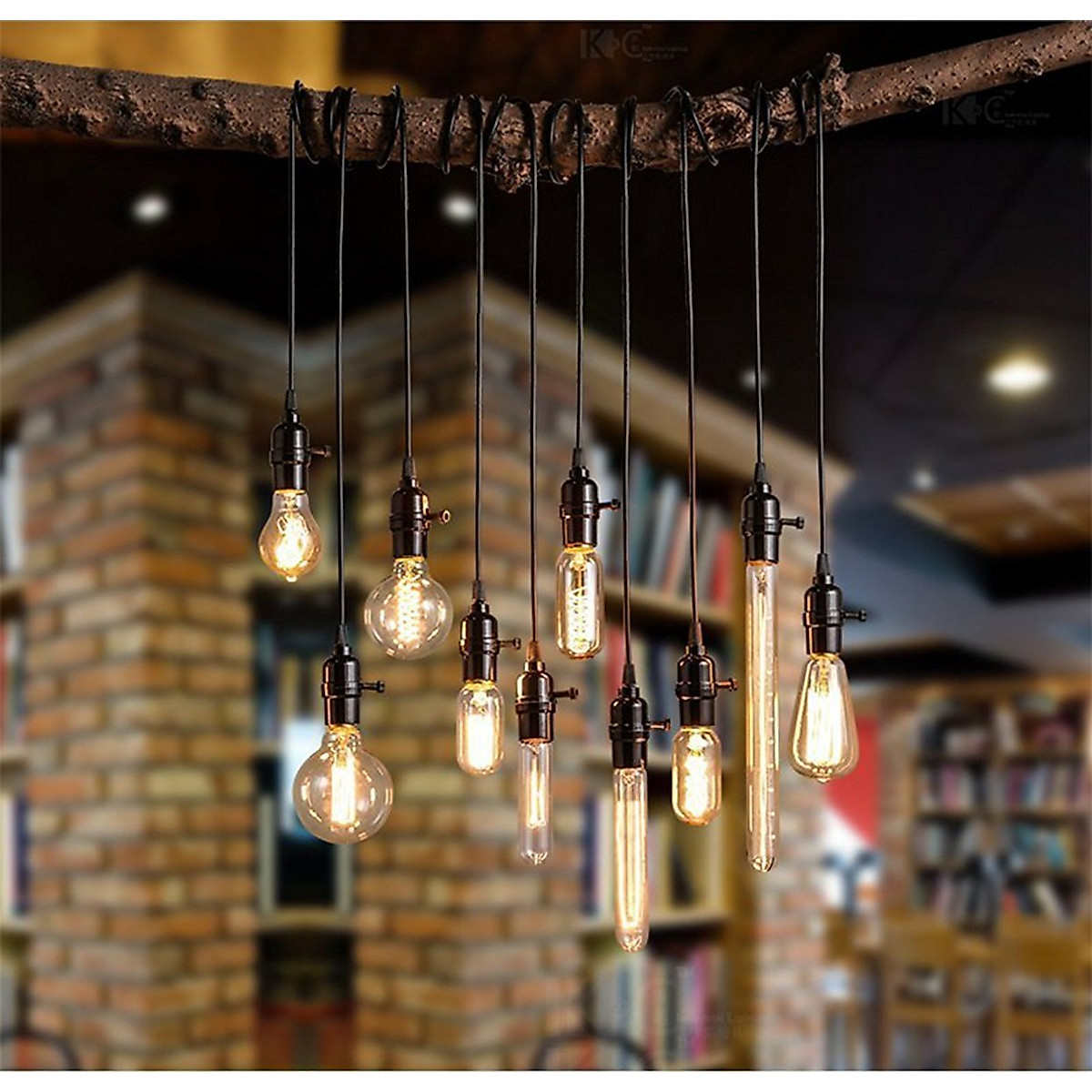 CTKcom T10/T300 40W Amber Vintage Edison Bulb， E26 Medium Base，2200K-2300K Tubular Bulb Nostalgic Tungsten Filament Antique Bulb Amber Glass for Industrial Wall Sconce Pendant Lighting-(4 Pack)