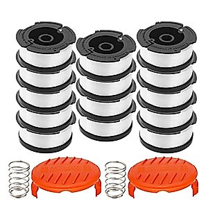 RONGJU 18 Pack Weed Eater Replacement Parts for Black&Decker AF-100, 14 Pack 30ft 0.065" String Trimmer Line Replacement Spools + 2 Pack RC-100-P Caps&Springs (14 Spools + 2 Caps + 2 Springs)