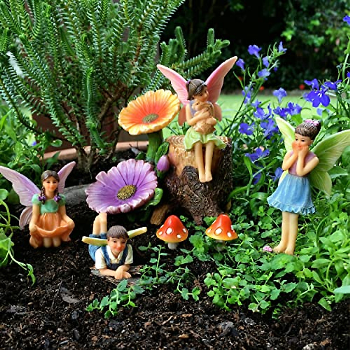 PRETMANNS Fairies for Fairy Garden - Fairy Garden Kit - Fairy Garden Accessories - Boy & Girl Fairy Garden Fairies - Adorable Fairy Garden Figurines - Fairy Set 7 Items