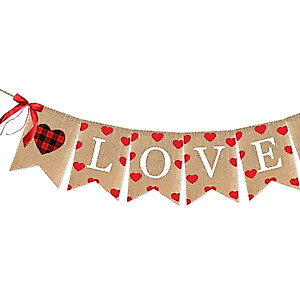 Love Burlap Banner, Valentine's Day Decorations, Romantic Home Indoor Funny Hanging Valentines Decorations