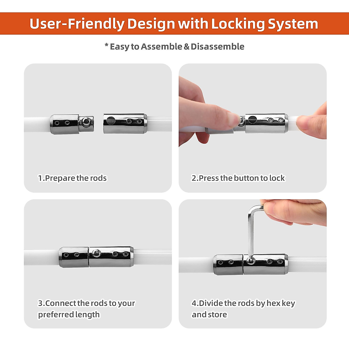 23 Feet Chimney Sweep Kit Chimney Cleaning Kit Chimney Brush, Rotary Chimney Cleaner Tool Kit with 7 Nylon Flexible Rods, Chimney Cleaning System Driven by Drill for Sweeping Fireplace Flue