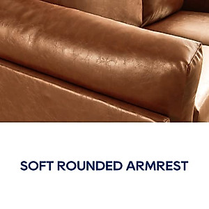 Vonanda Mid Century Modern Sofa Couch, Faux Leather Couch, 3 Seat Couch Soft, 72'' Small Couch for Small Spaces, Sofa for Living room, Compact Apartment, House,Condo, Loft, Bungalow,Brown Sofa,Caramel