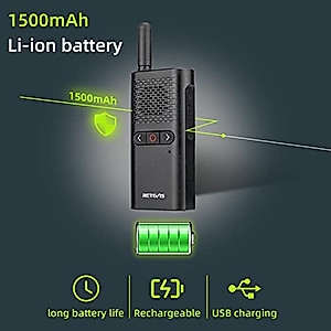Retevis RB28B Walkie Talkies for Adults,Two Way Radios Long Range Rechargeable,1500mAh Battery,USB Charging,Mini 2 Way Radio Handheld for Easter Gifts Hiking Outdoor Camping Trip Hunting(4 Pack)