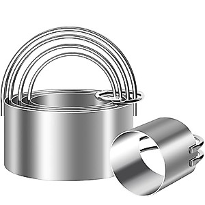 ALLTOP 5 Pieces Circle Biscuit Cutter,Professional Stainless Steel Round Cookie Cutters Tool with Ring Handle for Baking Pastry Doughnut