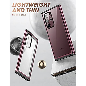 SUPCASE UB Edge Pro Series Case for Samsung Galaxy S22 Ultra 5G (2022 Release), Slim Frame Clear Protective Case with Built-in Screen Protector (Wine)